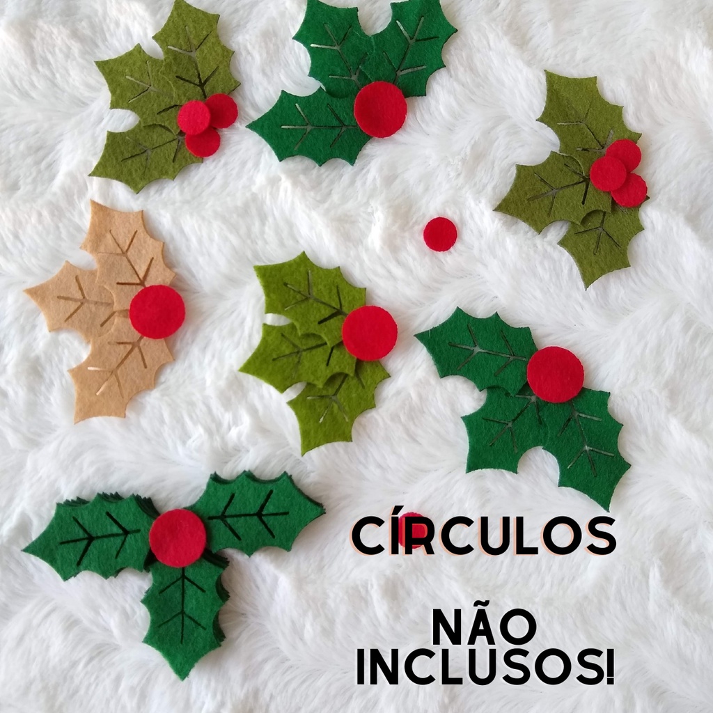 100 unidades Folhas de natal , modelo azevinho em feltro | Shopee Brasil
