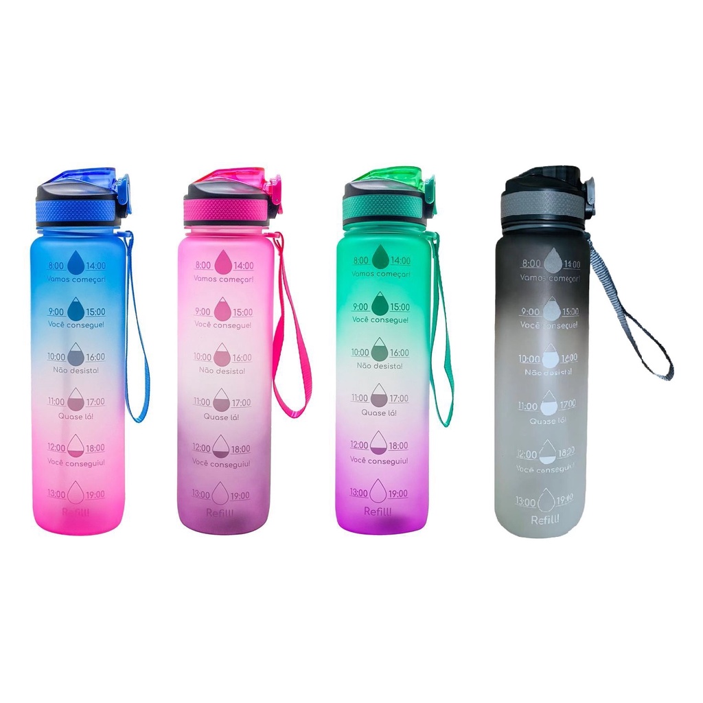 Garrafa / Squeeze De Água com marcador tempo - 1000ml | Shopee Brasil