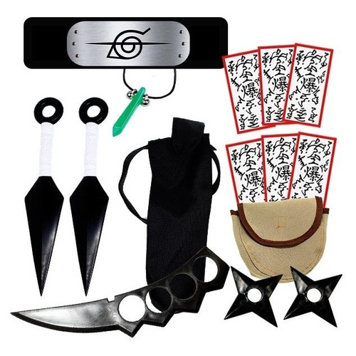 Kit Sasuke Renegado C Kunai Shuriken Bandana Bolsinha E Mais | Shopee ...