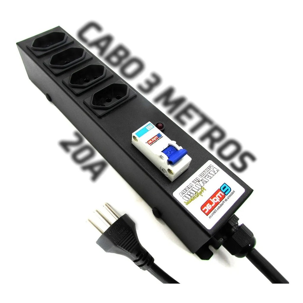 Super Filtro De Linha 4 Tomadas 20a Disjuntor Cabo 3 Metros | Shopee Brasil