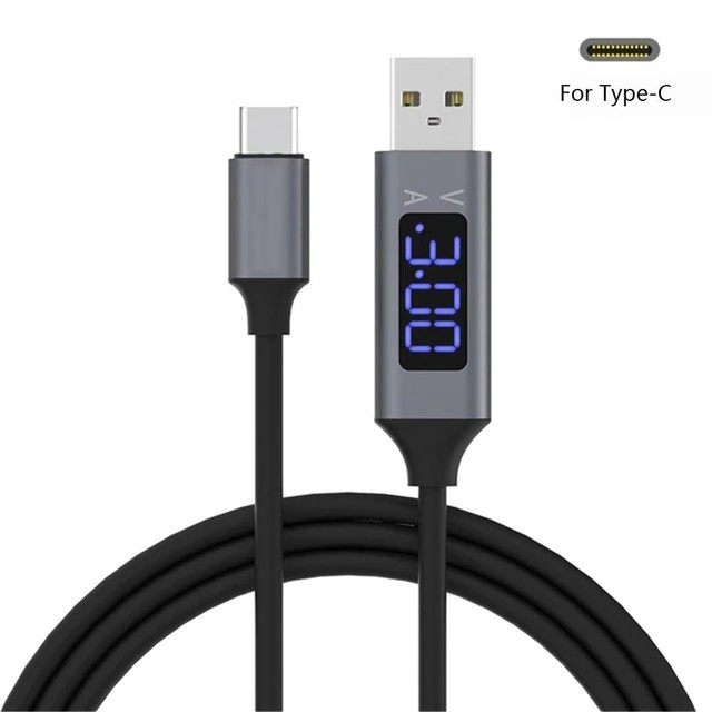 Cabo USB Tipo C com LED Display indicador de Voltagem e Amperagem ...