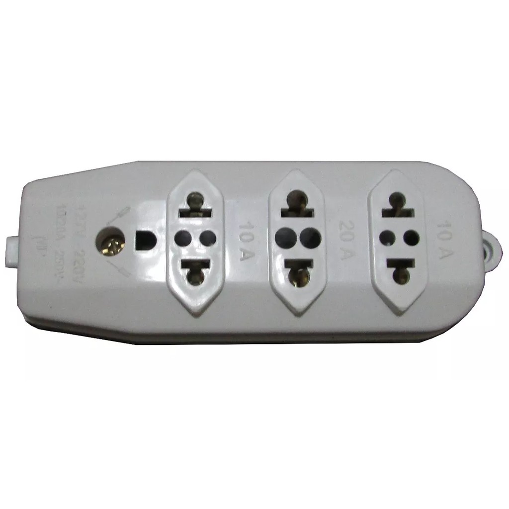 Kit c/ 100 Tomada Em Barra Tripla Branca 2p+t Para Extensão 10a E 20a ...