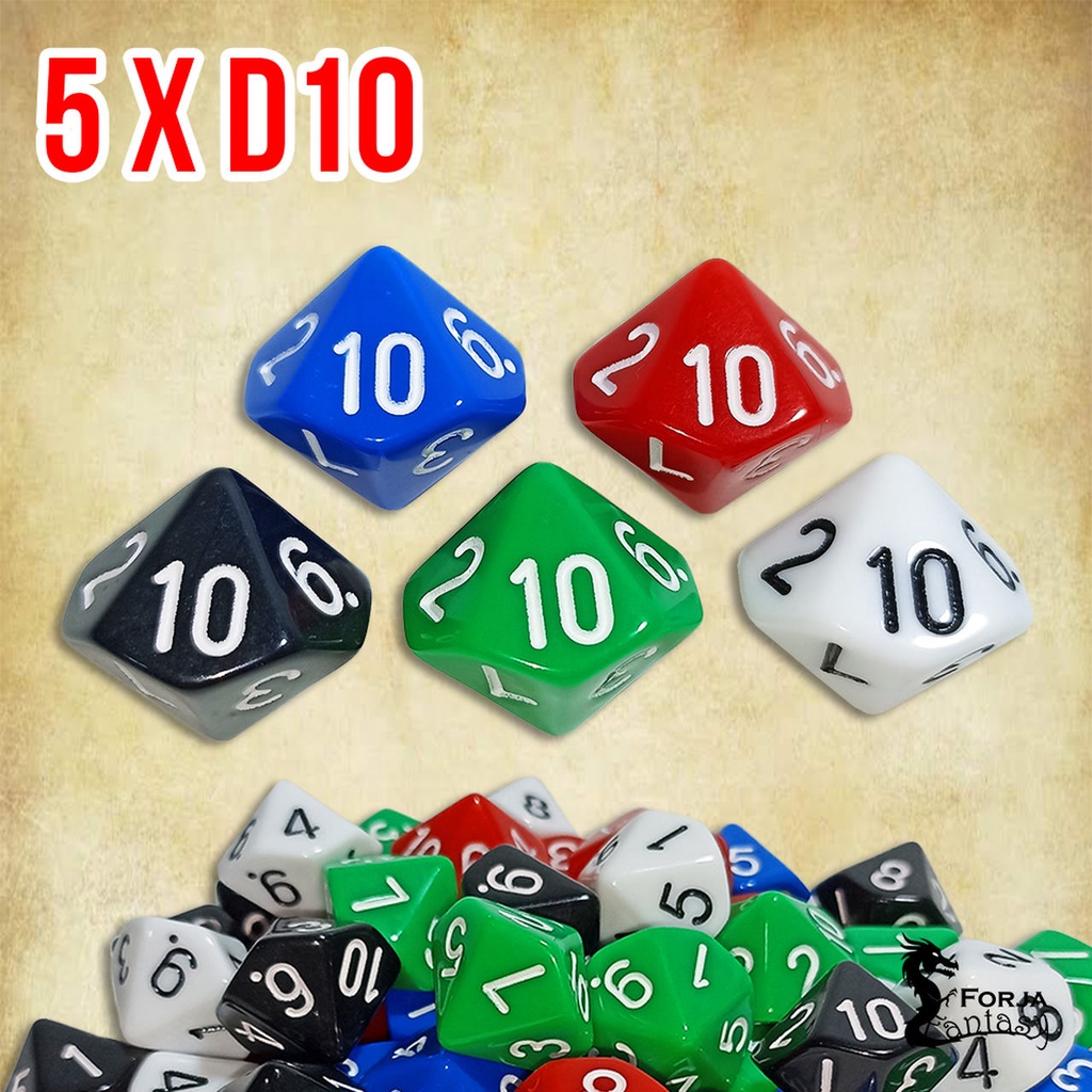 Kit 5 Dados D10 - RPG (FG) | Shopee Brasil