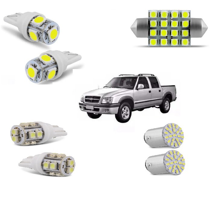 Lampada de Led S10 Kit Completo Teto Placa Farolete Ré Efeito Xenon ...