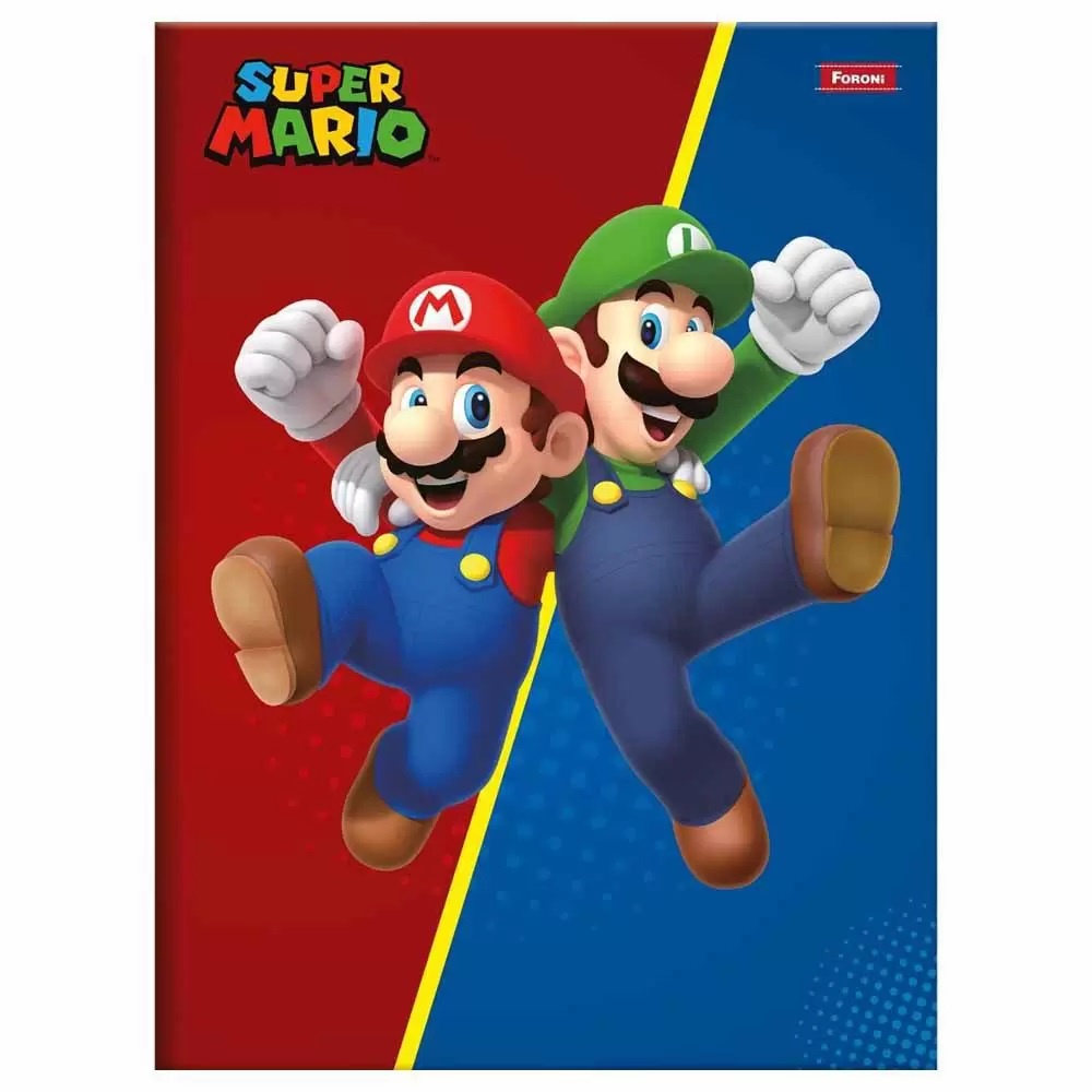 Caderno Brochura CAPA DURA 1/4 96 Folhas Super Mario Foroni - Caderno ...