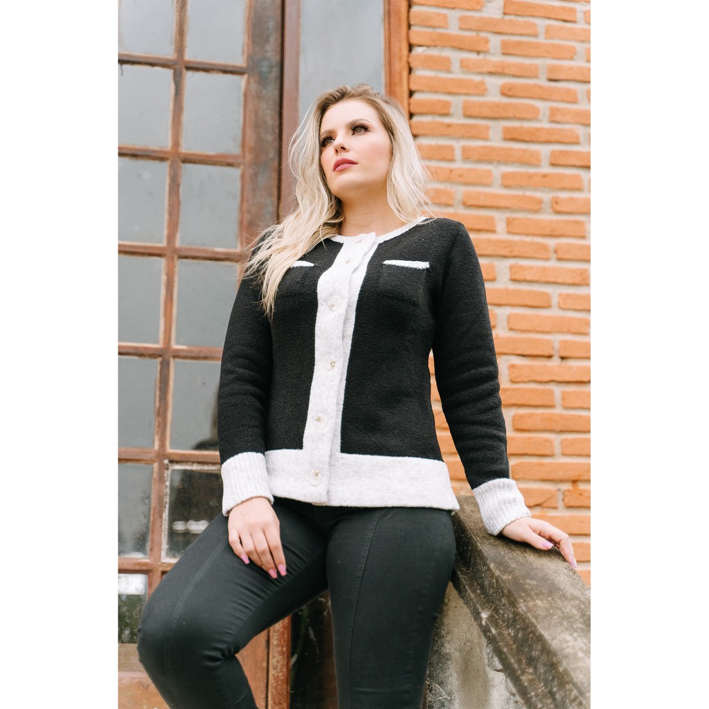 CASACO FEMININO INVERNO TRICOT- MIMO MALHAS 304 | Shopee Brasil