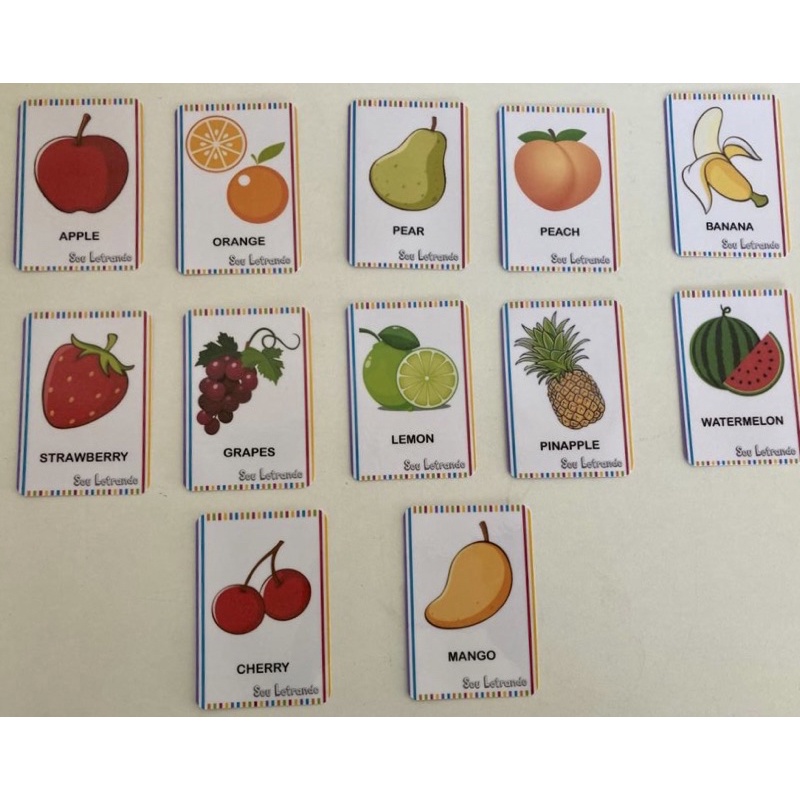 ENGLISH FLASHCARDS - FRUITS (recurso pedagógico em inglês) | Shopee Brasil