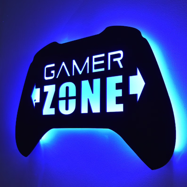 Quadro decorativo em LED RGB - Painel de Led vazado Gamer Zone Geek ...