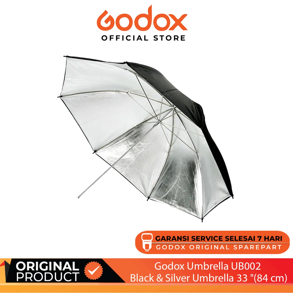 Guarda Chuva Godox UB002 Black & Silver Umbrella 33 " (84 cm) | Shopee Brasil