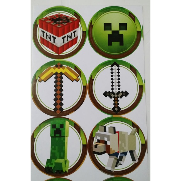 Adesivo Minecraft Redondo 4cm (30 adesivos) | Shopee Brasil