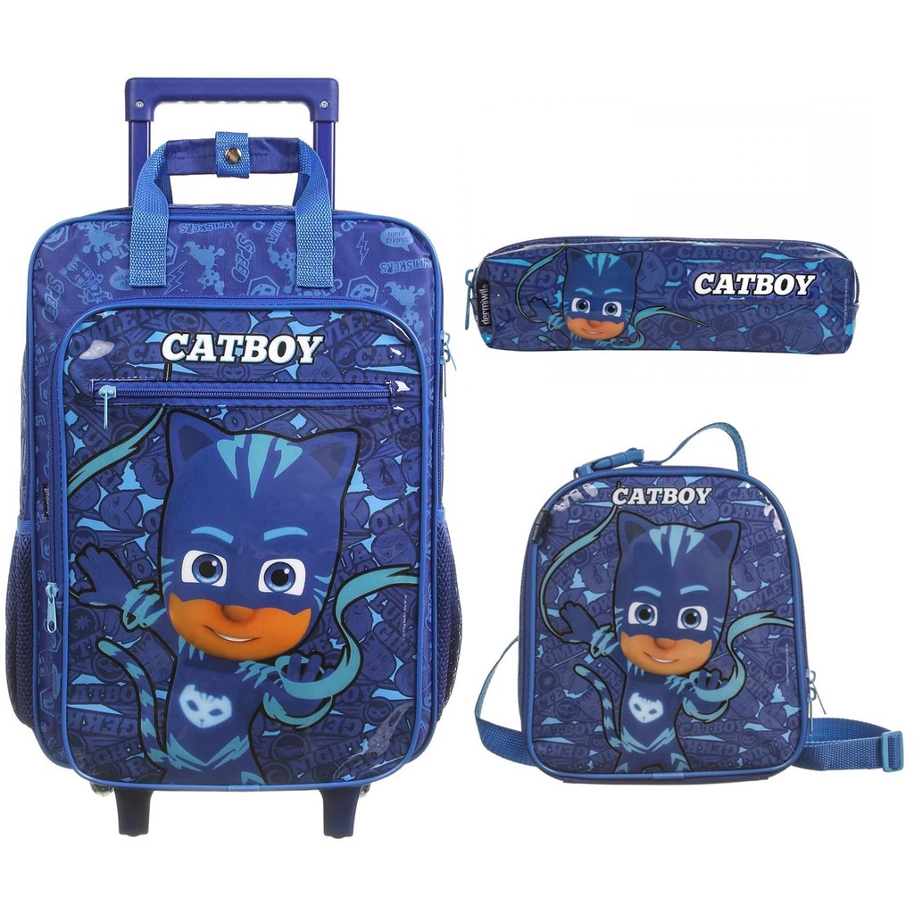 Kit Mochila Rodinha Pj Masks Catboy Lancheira e Estojo 11758 | Shopee ...