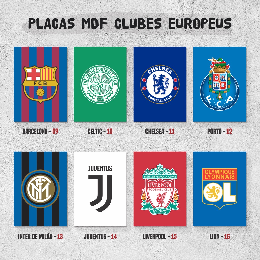 PLACAS DECORATIVAS MDF - TIMES EUROPEUS | Shopee Brasil