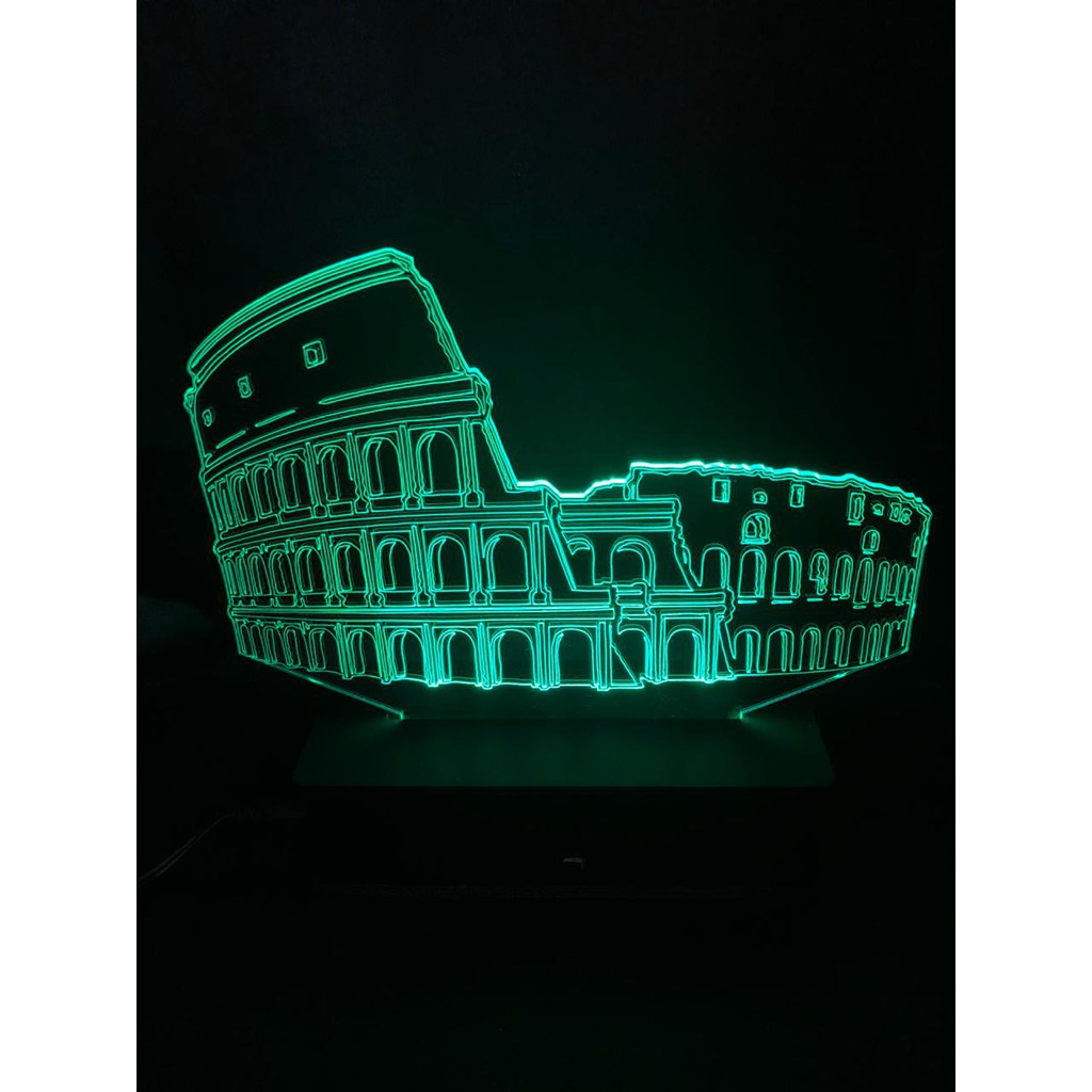 Luminária Led 3D, Coliseu, Roma, Itália, 16 cores, Top, Monumento ...