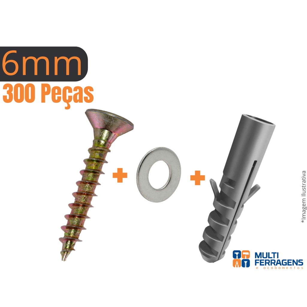 Parafuso Bucha e Arruela Kit com 300 Peças Com e Sem Anel Buchas com ...