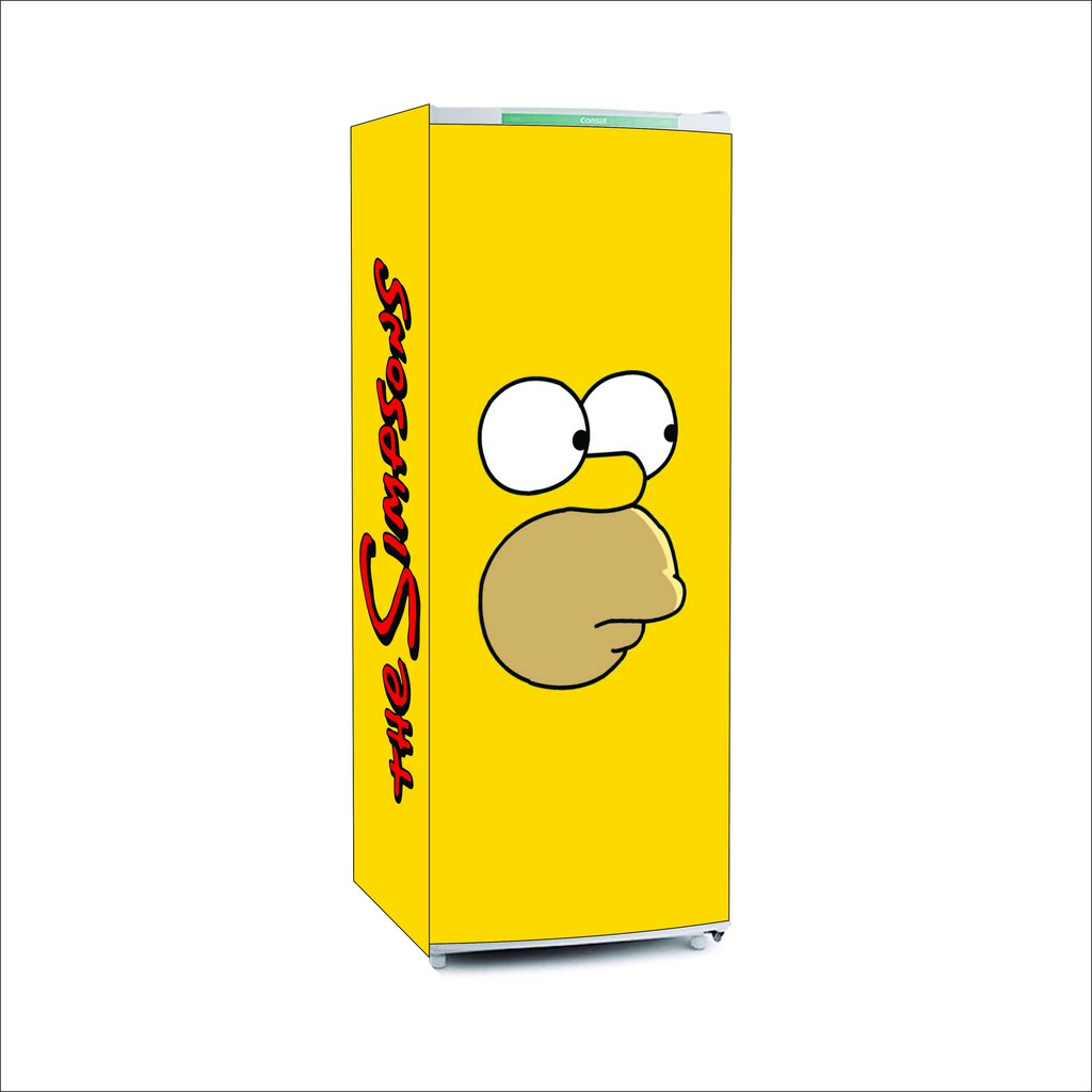 Adesivo plotagem de freezer e geladeira Hommer Simpsons Duff Amarelo ...