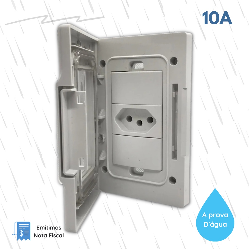 Tomada Simples 10A de Embutir A Prova D'agua Ip55 Area Externa | Shopee ...