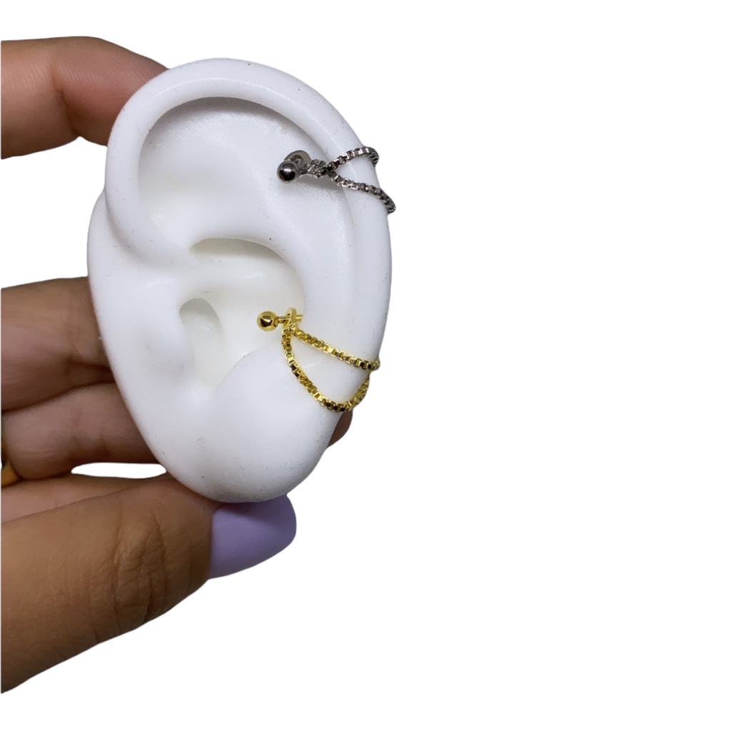 Piercing Conch Corrente Aço Cirúrgico Conch ou Hélix | Shopee Brasil