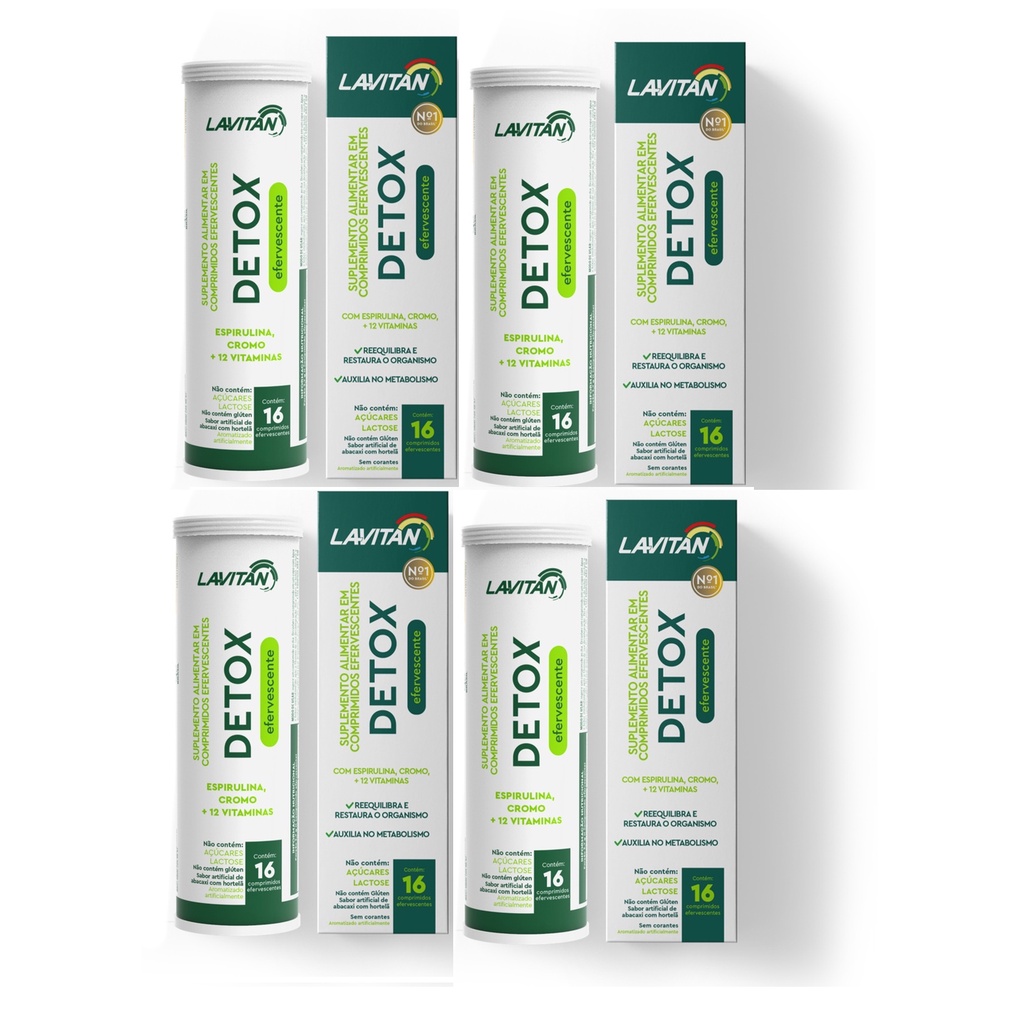 Kit com 4 - Lavitan Detox Cimed com 16 comprimidos Efervescente ...