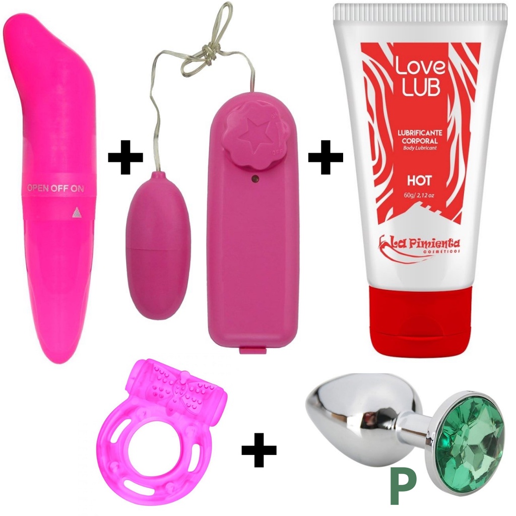 Kit Plug Anal Vibrador Ponto G Vibrador Cápsula Anel Peniano Lubrificante Hot Kit Sex