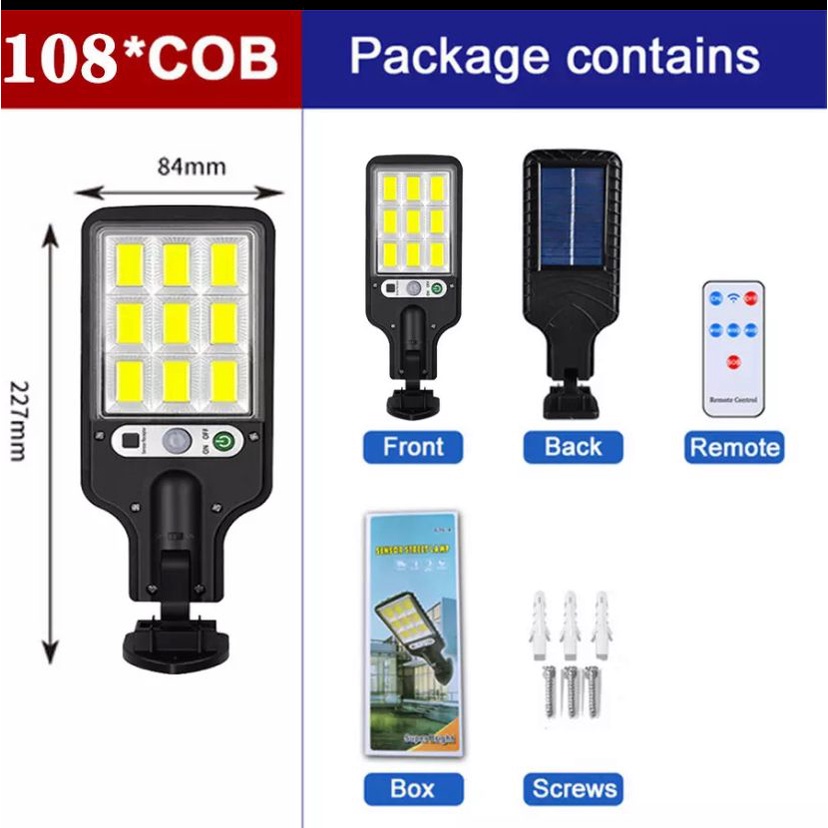 Lampada Solar Com Sensor Led Estilo Poste 108 Cob | Shopee Brasil