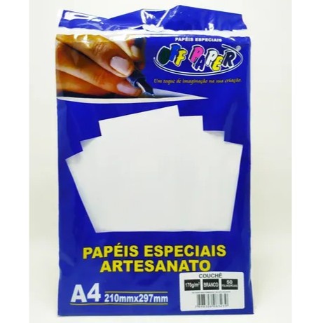 Papel Couchê Brilhante A4 Branco 170g Off Paper 50fls para Convite ...