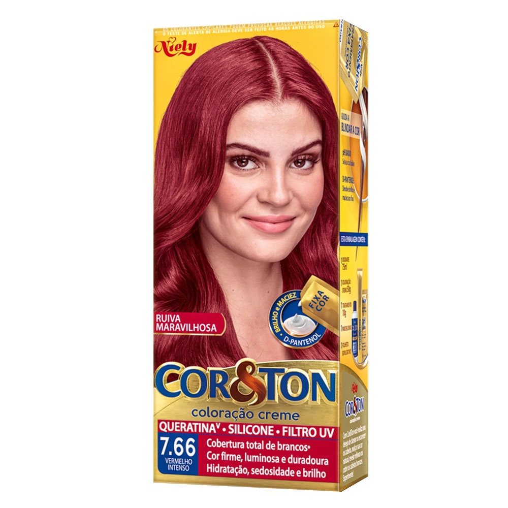 Niely Tinta de Cabelo Cor e Ton Coloração-766 Vermelho Inten | Shopee ...