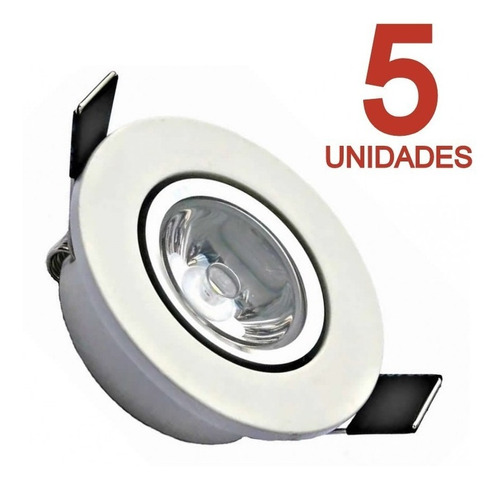 5 Mini Spot Redondo Direcionavel Led 1w Branco Frio | Shopee Brasil