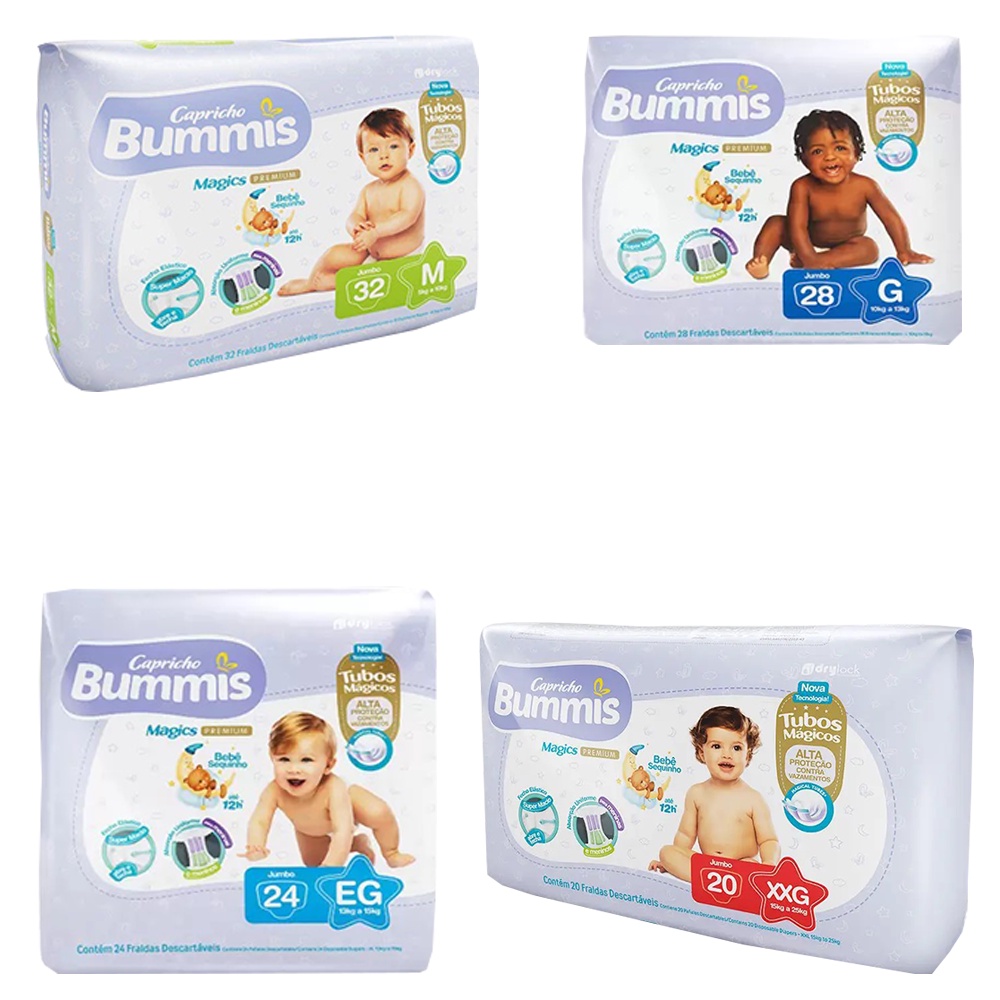 Fralda Descartável Capricho Bummis Magics Premium M / G / EG / XXG ...