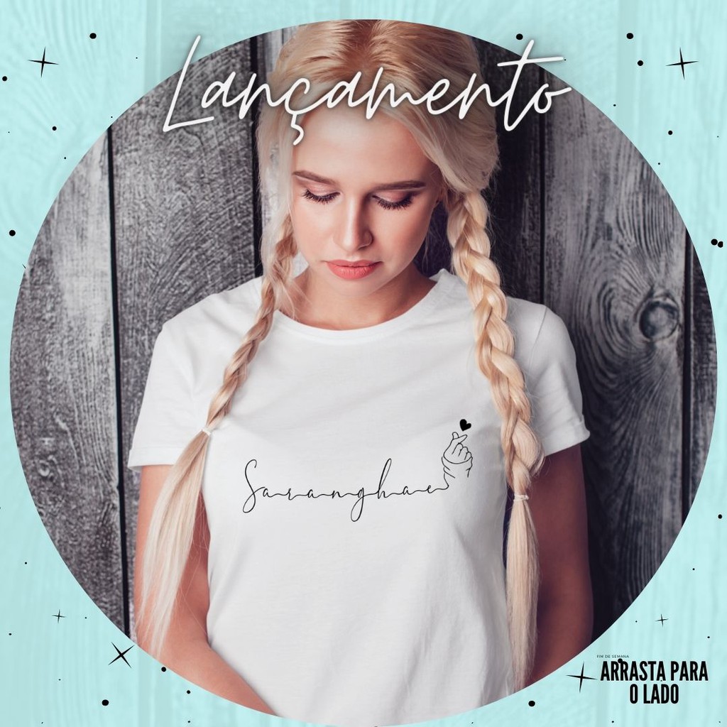 T-shirt SARANGHAE minimalista - Várias cores disponíveis - "TE AMO" em ...