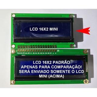 Display LCD 1602 Mini 16x2 Caracter backlight fundo azul com ou sem i2c PCF8574 para Arduino PIC ...