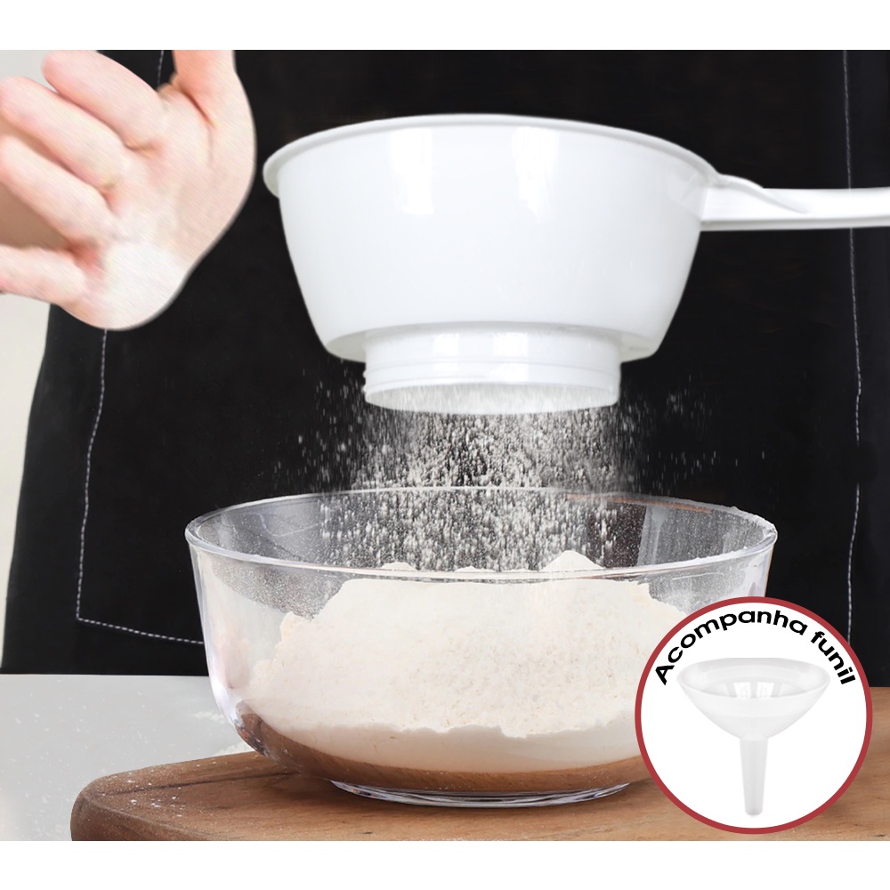 Coador Peneira Com Funil 2 Em 1 Plástico Utensilio Cozinha | Shopee Brasil