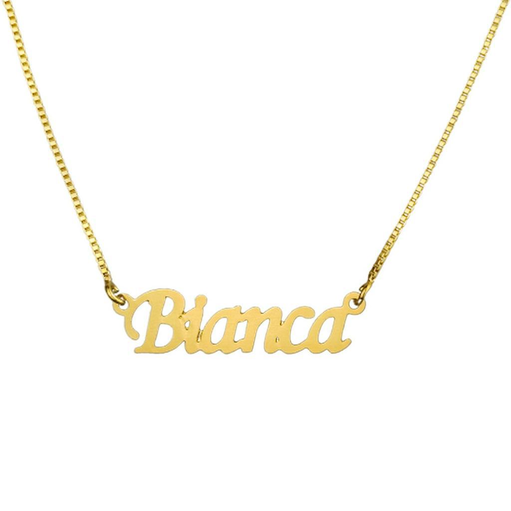 1 Colar De Nome Bianca Semijoia Banhado Ouro 18k- Bianca | Shopee Brasil
