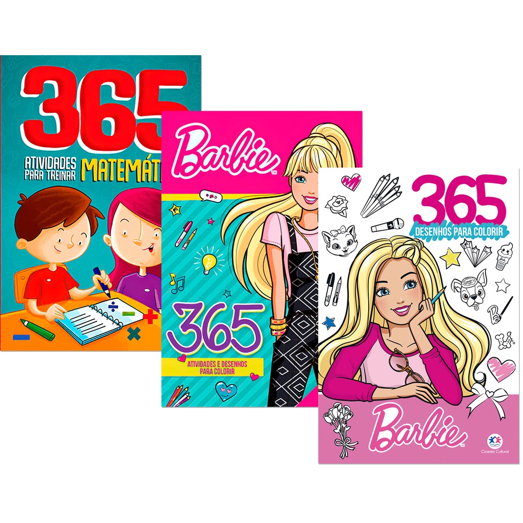 Kit 365 Atividades para Treinar Matematica + Barbie + Barbie Colorir ...
