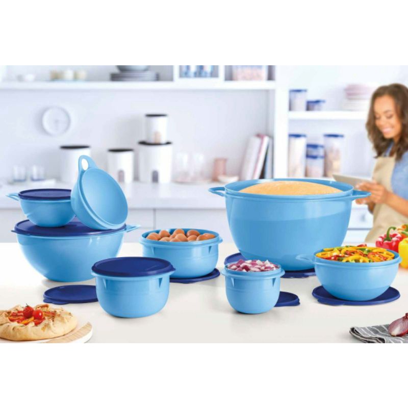 kit Tupperware 8 peças na cor azul. | Shopee Brasil