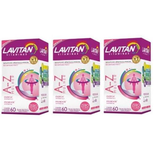 Kit 3 Lavitan Mulher A-z Vitaminas 60 Comprimidos Cimed total 180cps ...