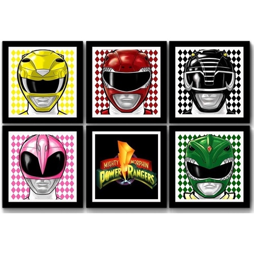 Kit 6 Quadros Power Rangers Pop Art Serie Tv Moldura E Vidro | Shopee ...
