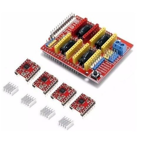 Kit Cnc Shield V3 + 4 Driver A4988 Com Dissipador Arduíno, Arduino Mega, Arduino Uno, Esp8266 ...