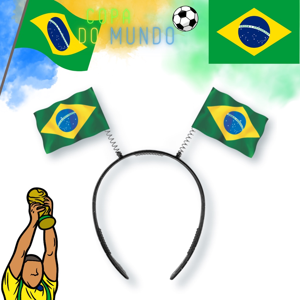 Kit 30 Tiara Arco Arquinho Festa Copa do Mundo Futebol Torcida Brasil ...