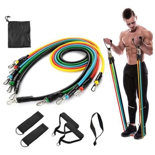 Kit Elastico Tensor Exercicio Academia Power Resistance Band | Shopee ...