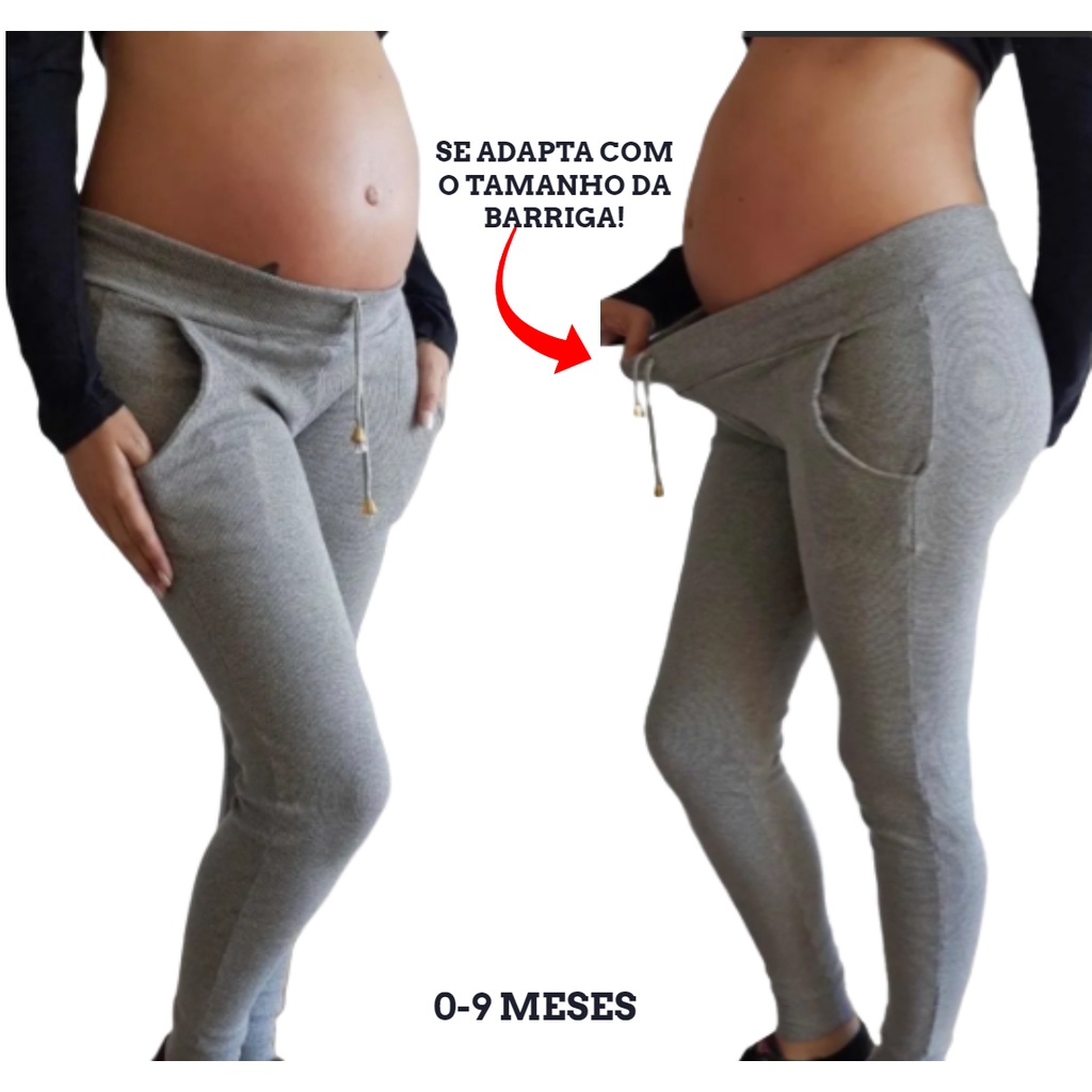 Calça Gestante Algodão C/ Elastano Moletom Grávida Mamãe Favorito ...