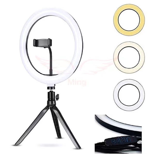 Ring Light 10 polegadas Com Tripé de Mesa e Suporte de Celular ming | Shopee Brasil