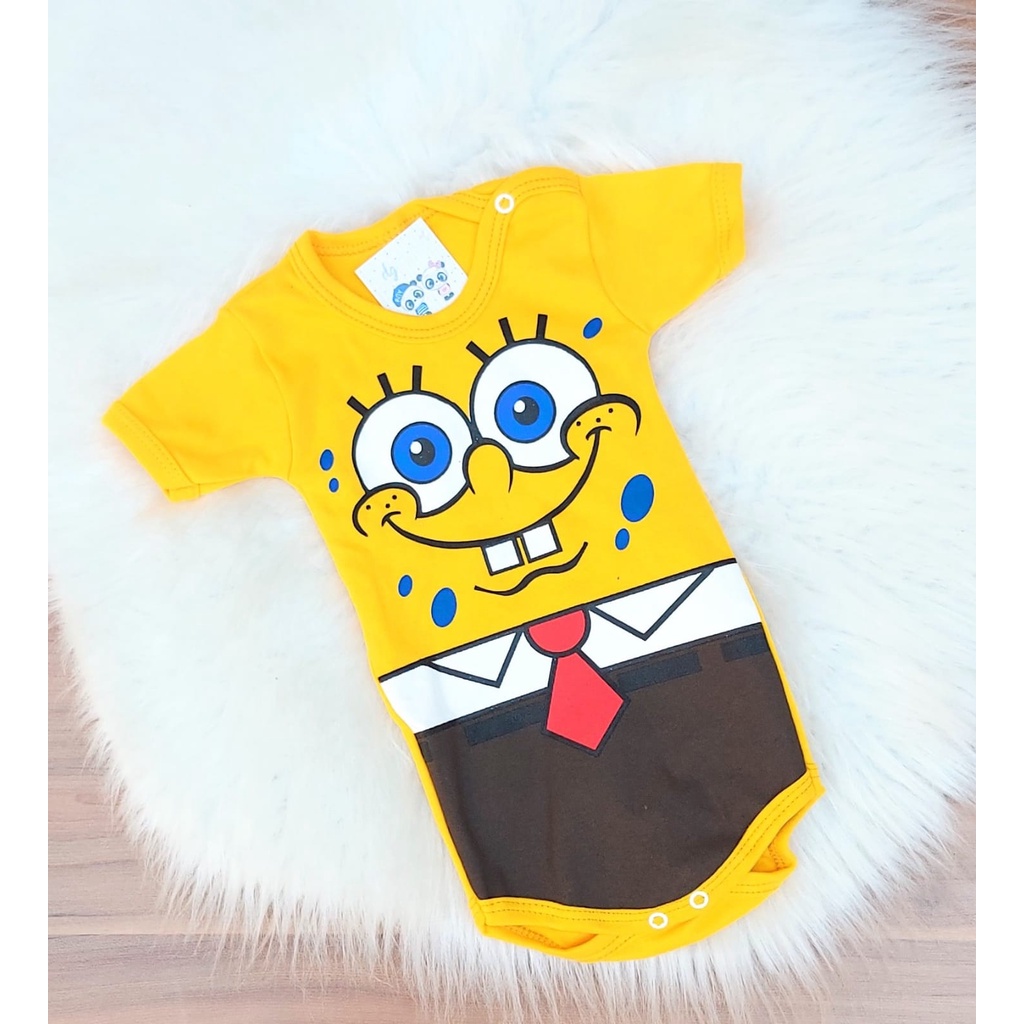 Body Temático Bebe Bob Esponja Mesversario Pronta Entrega | Shopee Brasil