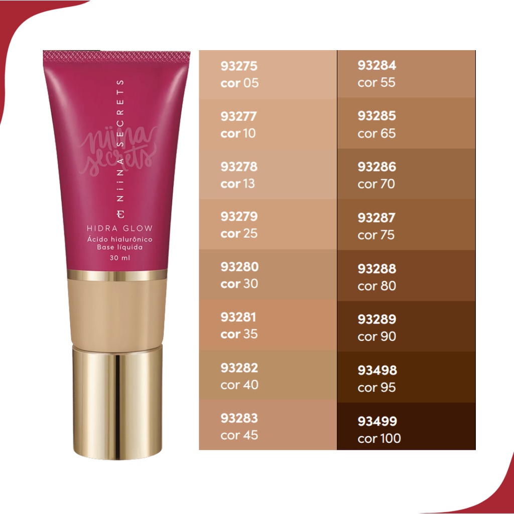 Base Líquida Niina Secrets Hidra Glow 30ml Eudora - Escolha a sua cor ...