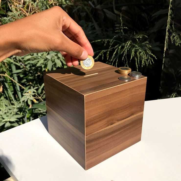 Cofre Cubo Para Moedas e Cédulas - Miaeiro MDF Decorativo | Shopee Brasil