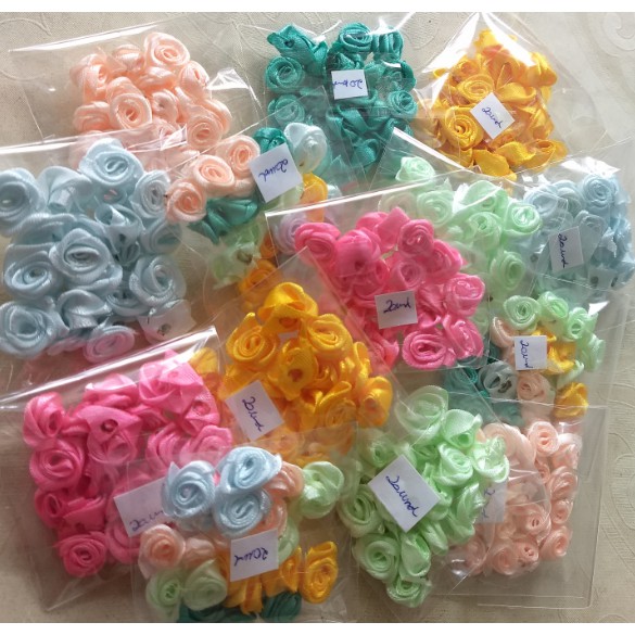 50 Mini Rosa Florzinha Flor de Rococo Varias Cores para Artesanato em ...