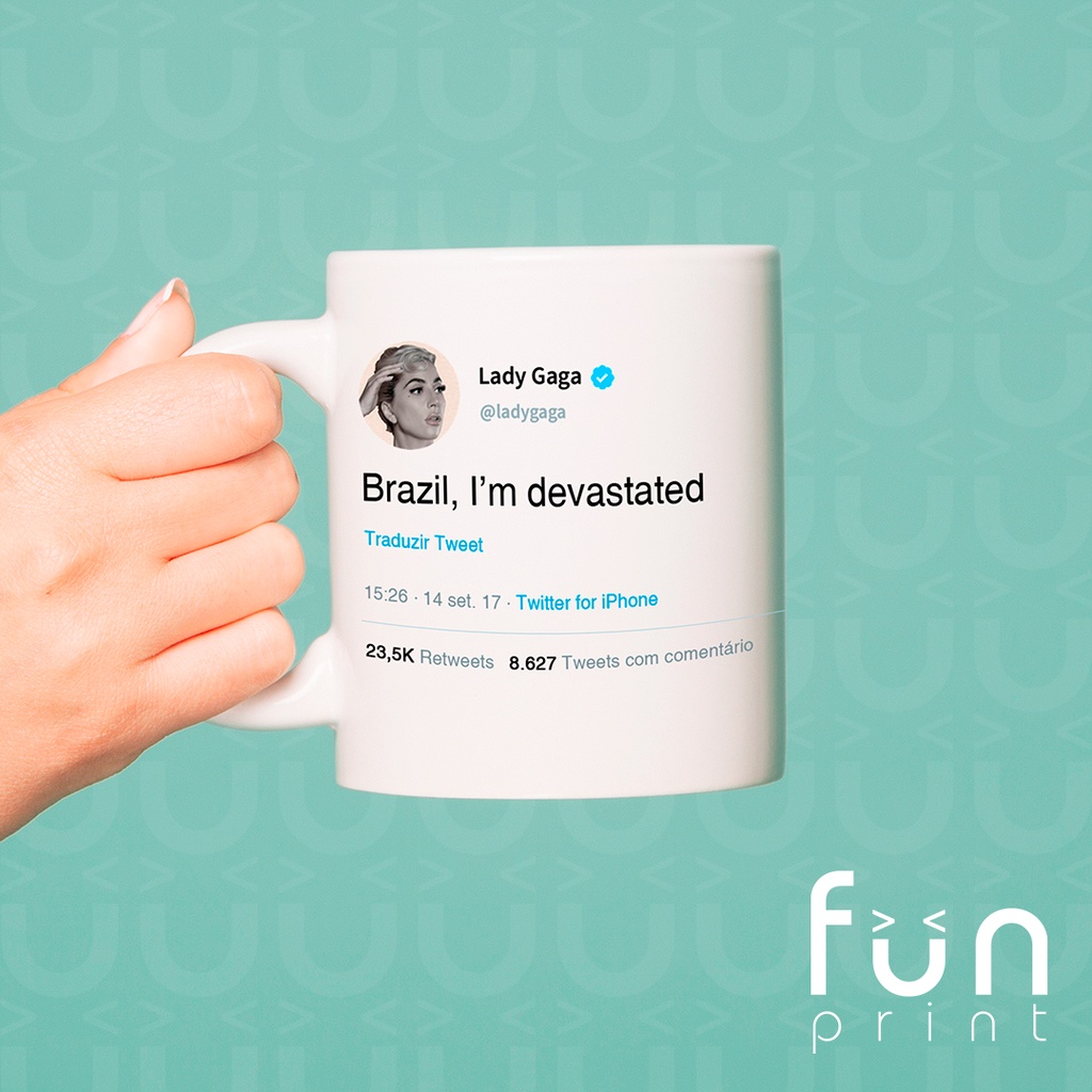 Caneca Porcelana Meme Twitter Lady Gaga - Brazil I'm Devastated | Shopee Brasil