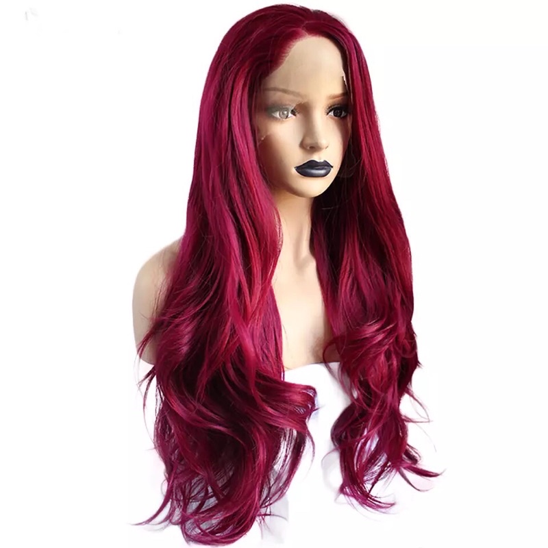 Peruca Lace Front Ruiva - Vermelha Borgonha - Fibra Japonesa - 70 cm ...