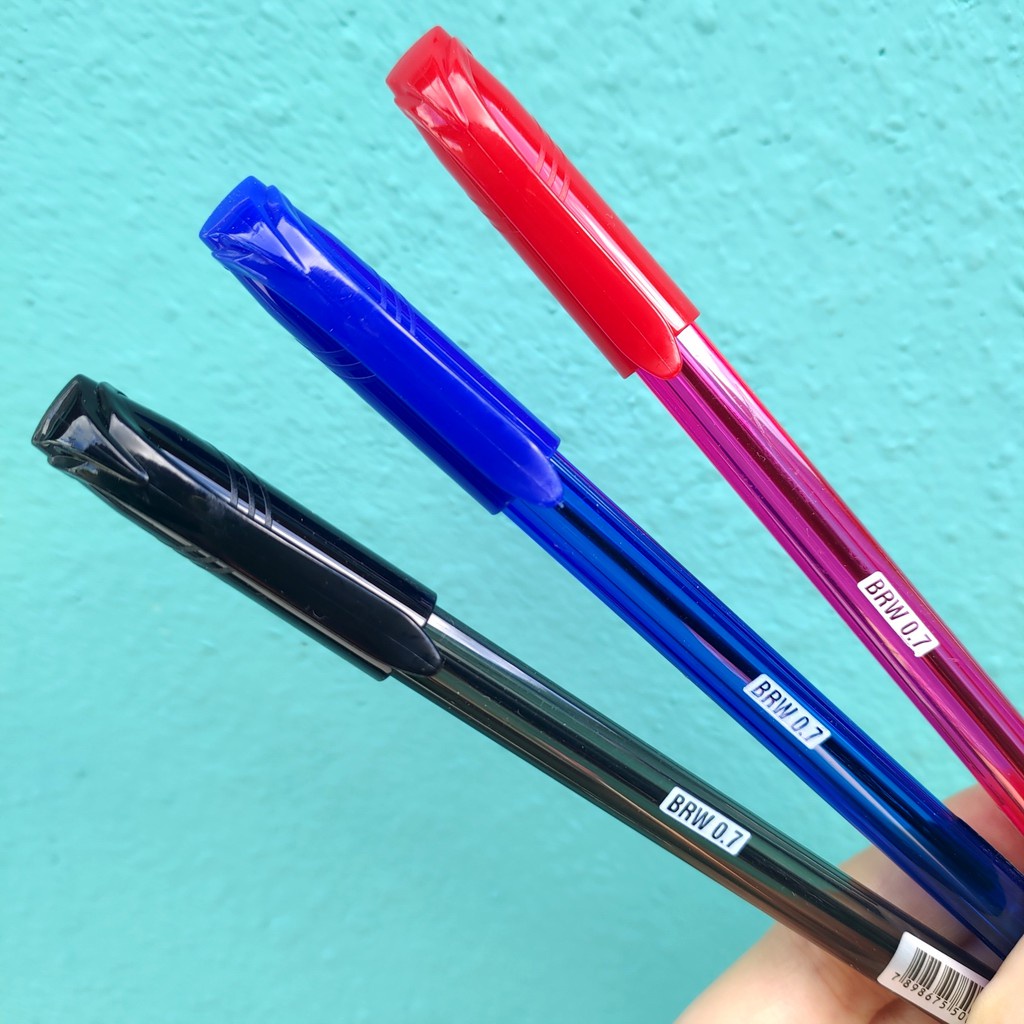 Kit Caneta Esferográfica BRW Ponta Fina 0.7mm Azul, Preta e Vermelha ...