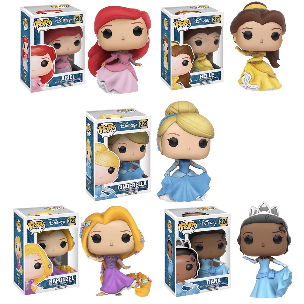 Funko Pop Disney Princesa Ariel Belle Cinderela Rapunzel Tiana 222 223 ...