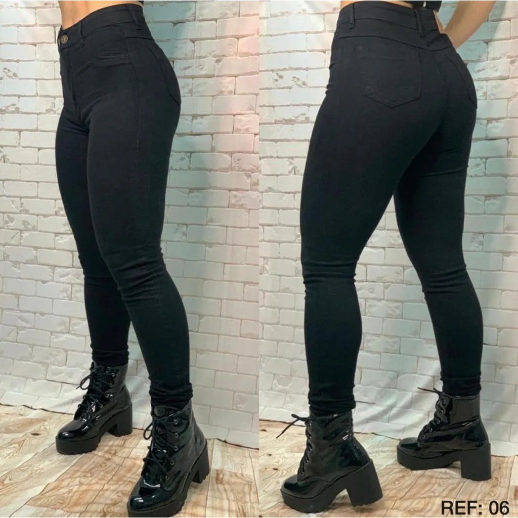 Calça Jeans Preta Lisa Carmen Carmenere Cintura alta Feminino CRMN ...